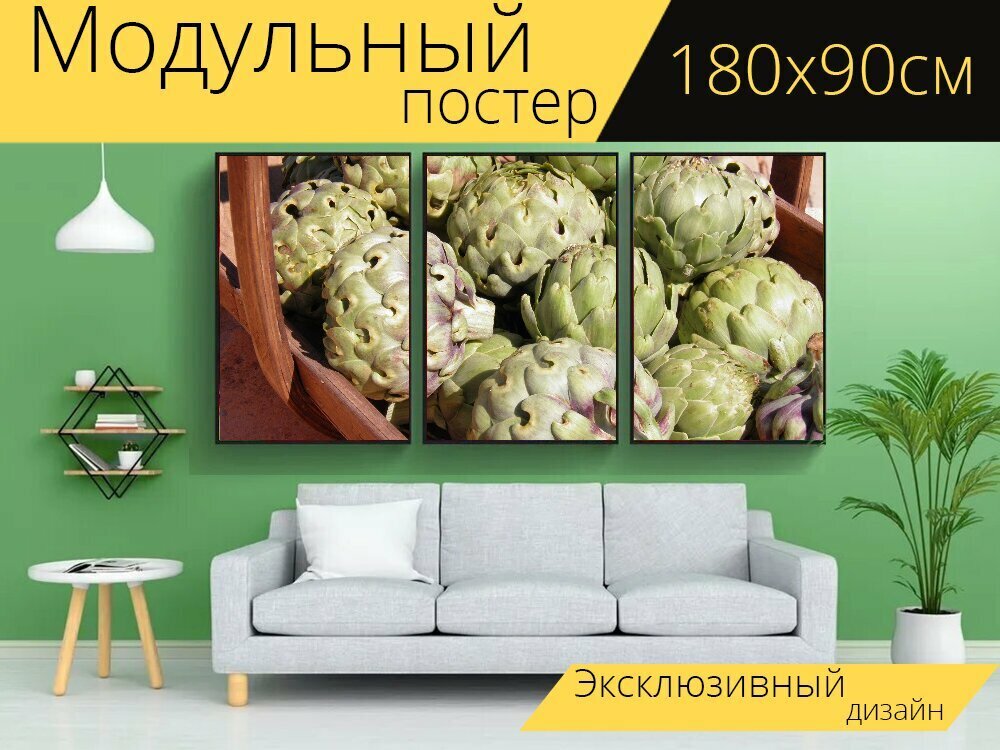 Модульный постер "Артишоки, шар артишоки, овощи" 180 x 90 см. для интерьера