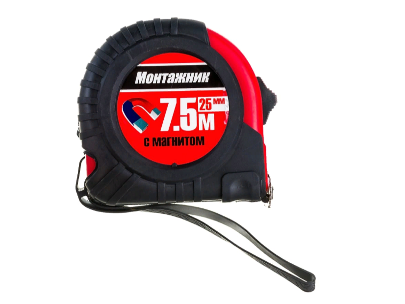 Рулетка с магнитом 7,5 м х 25 мм "Монтажник" (6/36) 601725