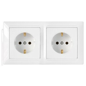 Розетка 2-ая (скрытая, с/з) белая, Стиль, Bylectrica (РС16-355) (BYLECTRICA)