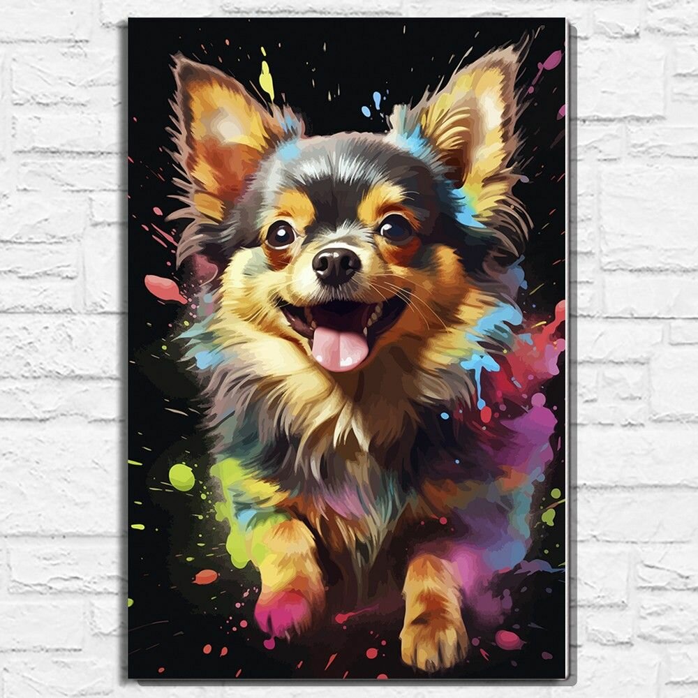 Картина по номерам на холсте животные собачка, щенок, чихуахуа - 12647 В 60x40