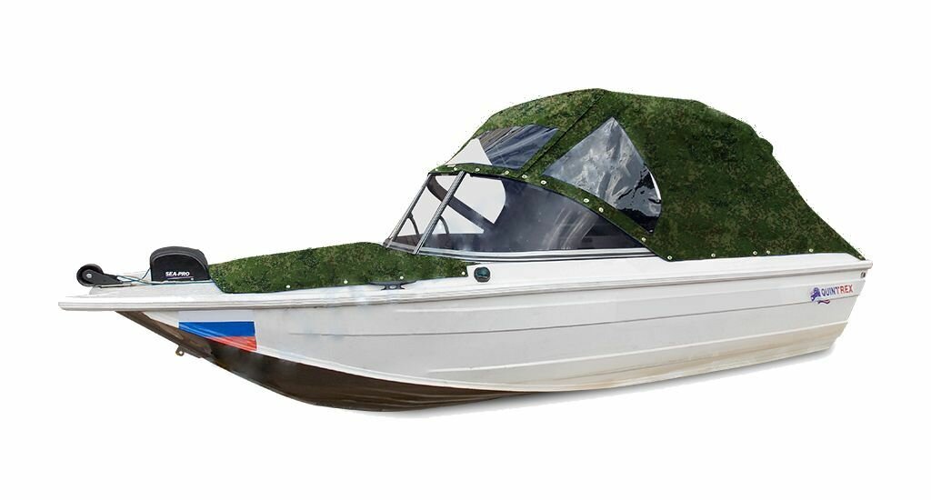 Quintrex Explorer 440. Тент носовой, тент ходовой c дугами с креплением