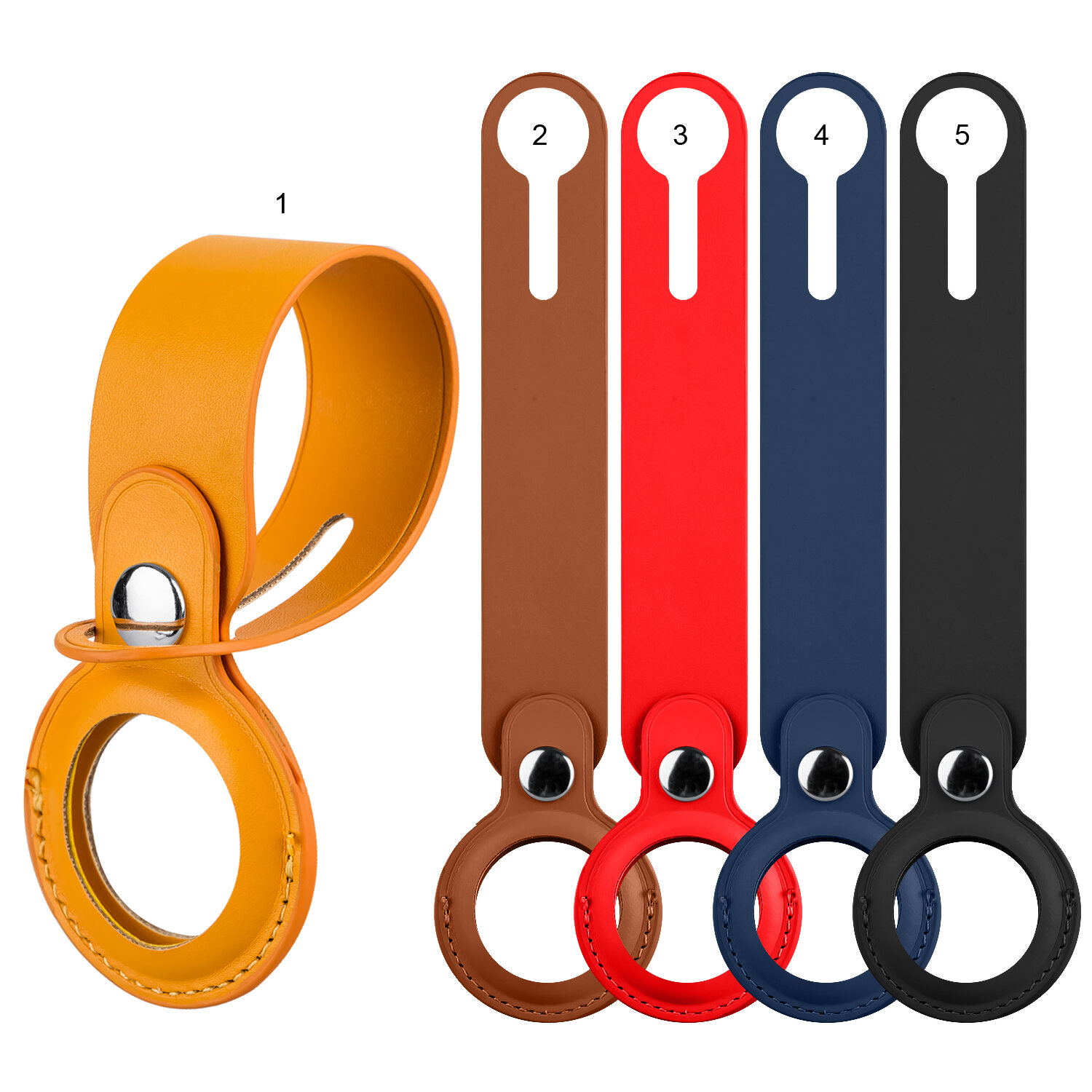 Чехол Airtag кожаный с держателем заклепка