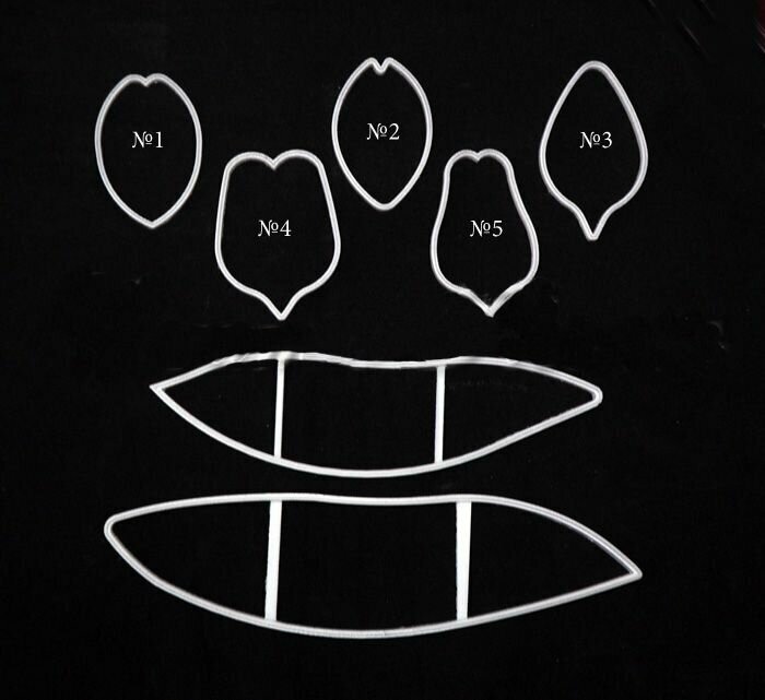 Пластиковые каттеры Тюльпана : лепестки и листья