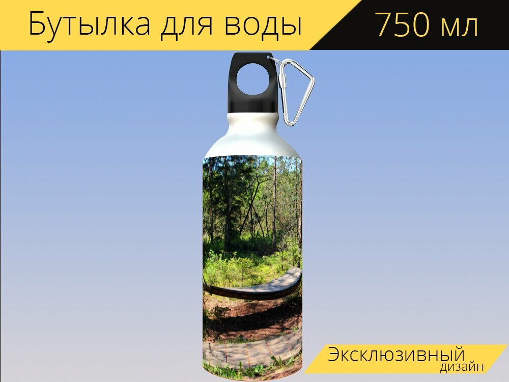 Бутылка фляга для воды "Расслабление, качать, подвесные качели" 750 мл. с карабином и принтом