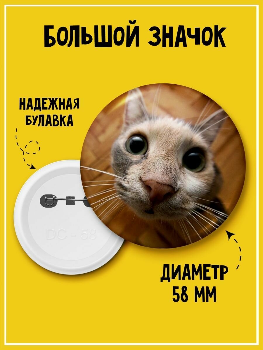Значок на рюкзак/одежду котики мем