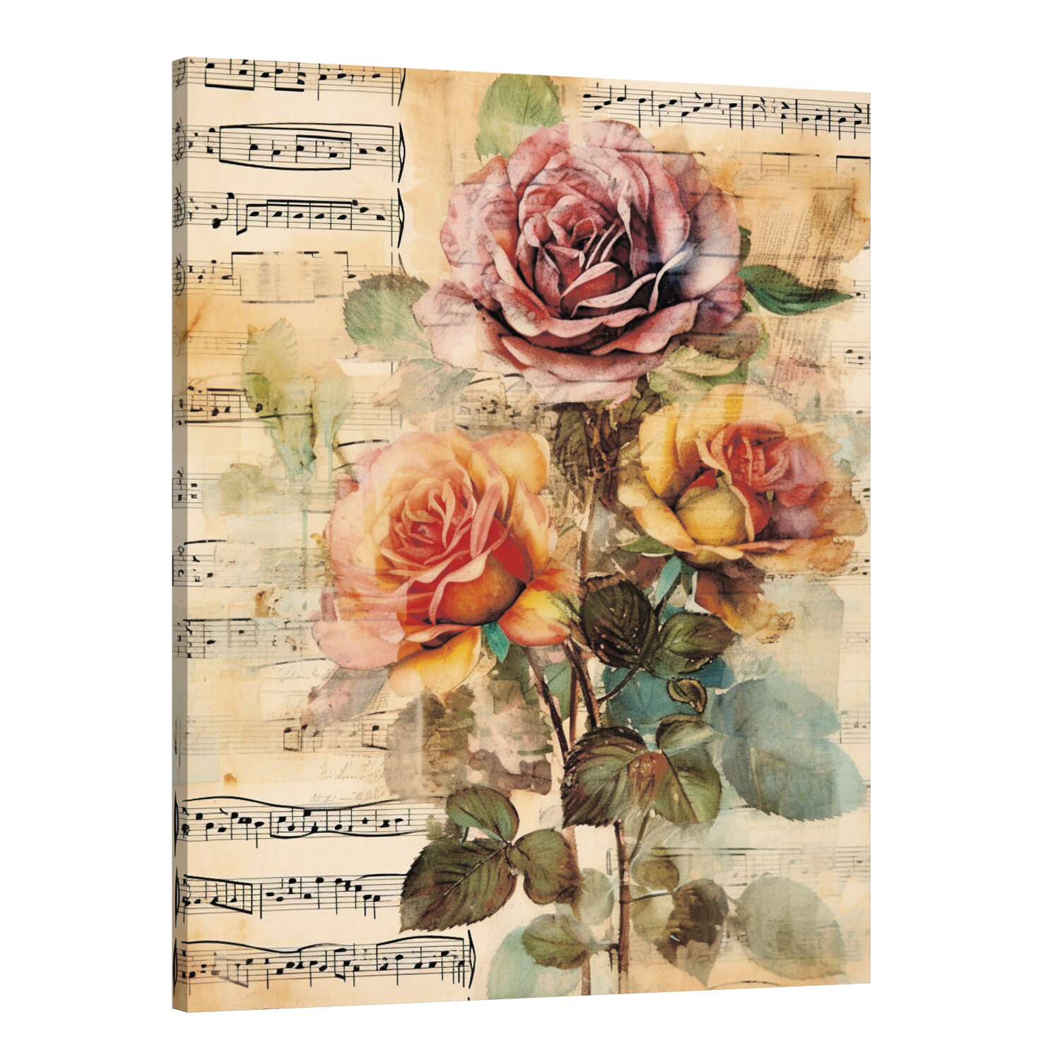 Интерьерная картина 50х70 "Розы в звуках музыки"