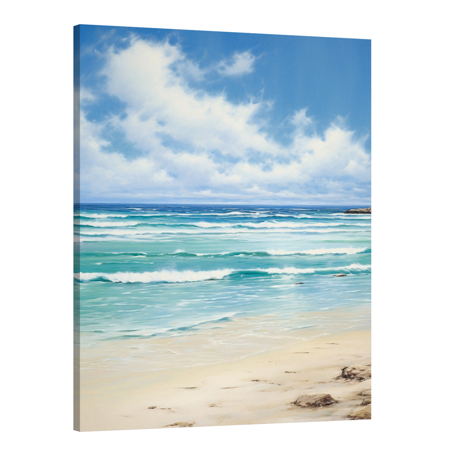 Интерьерная картина 50х70 "Пейзаж с песчаным пляжем и морем"