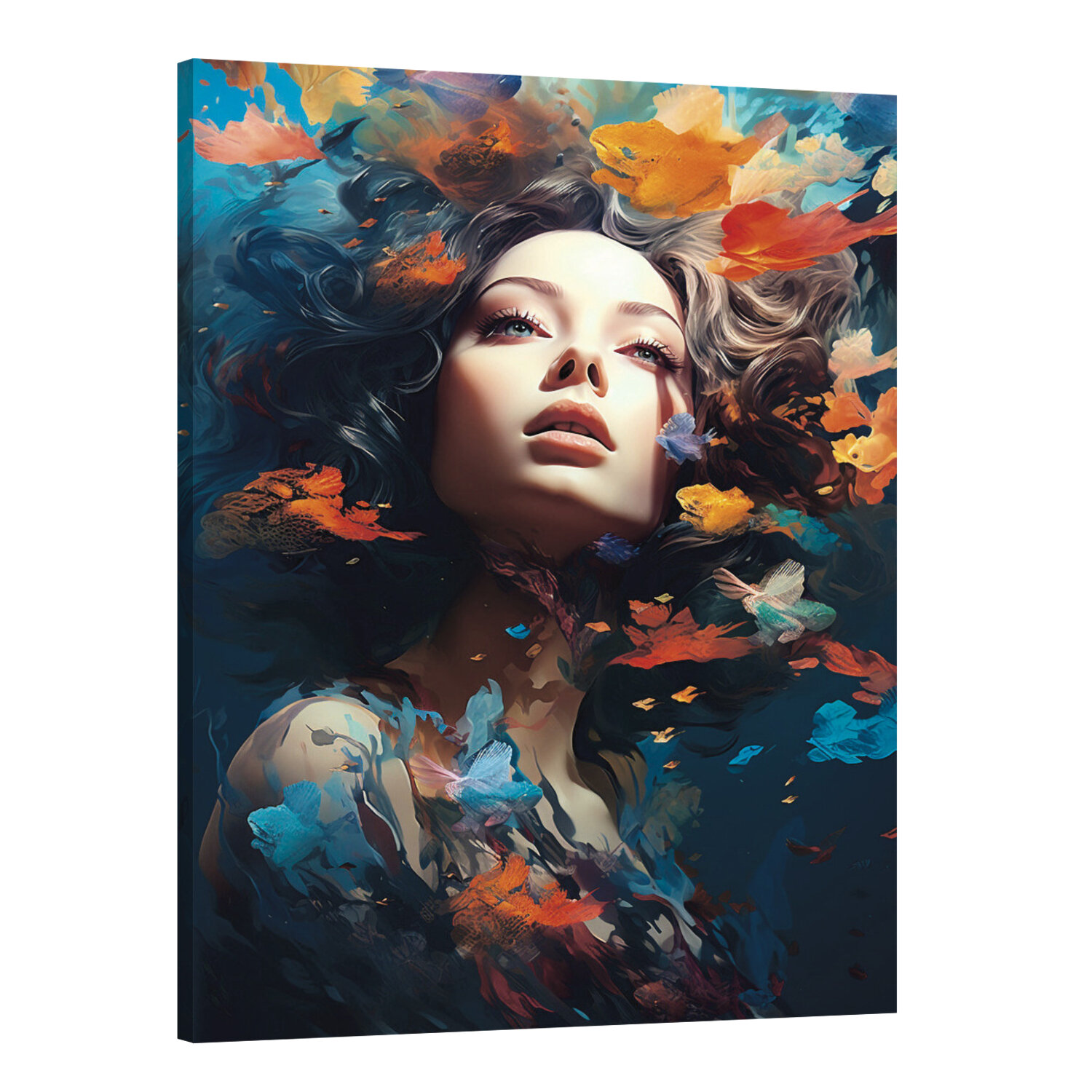 Интерьерная картина 50х70 "Размышления девушки на полотне"