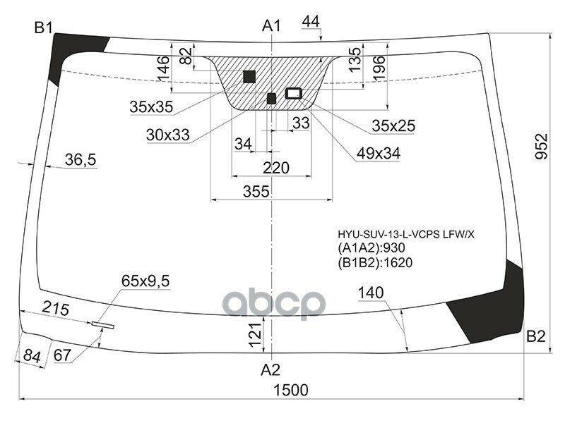 Стекло лобовое (Датчик дождя) Hyundai Santa Fe 12-19 / Grand Santa Fe 13-18 XYG арт. HYU-SUV-13-L-VCPS LFW/X
