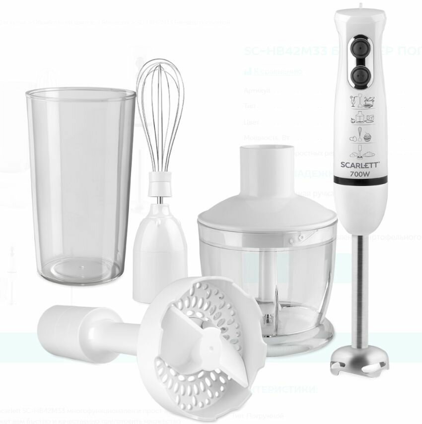 Блендер SCARLETT SC-HB42M33 700 Вт, белый