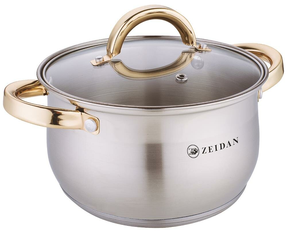 Кастрюля с крышкой ZEIDAN 6.6л, нержавеющая сталь, стекло (Z-501081)