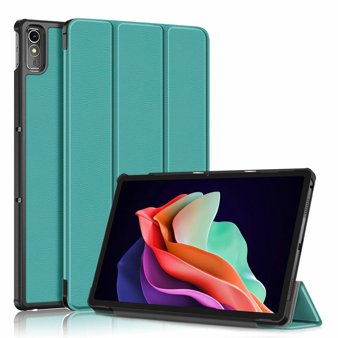 Чехол MyPads для Lenovo Tab P11 (2nd Gen)(TB350FU, TB350XU)из качественной импортной кожи на пластиковой основе, зеленый