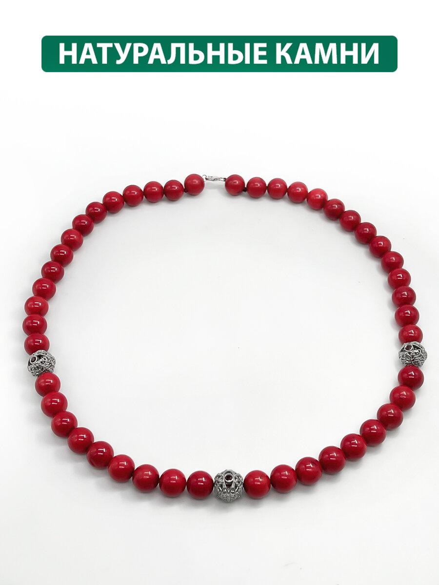 Колье, серебро, 925 проба, коралл, гранат