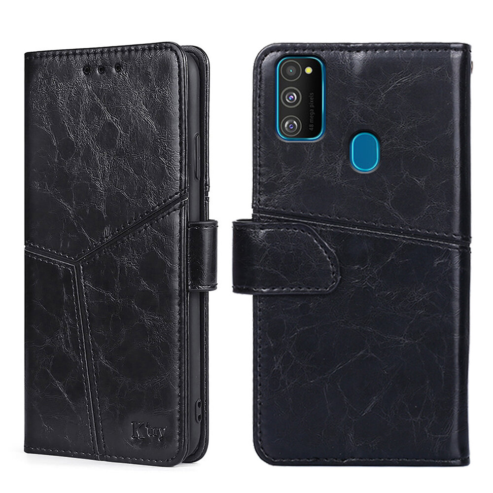 Чехол-книжка MyPads для Samsung Galaxy M21 SM-M215 / M30s / Самсунг М21 / М30s, объединяет геометрию (черный)
