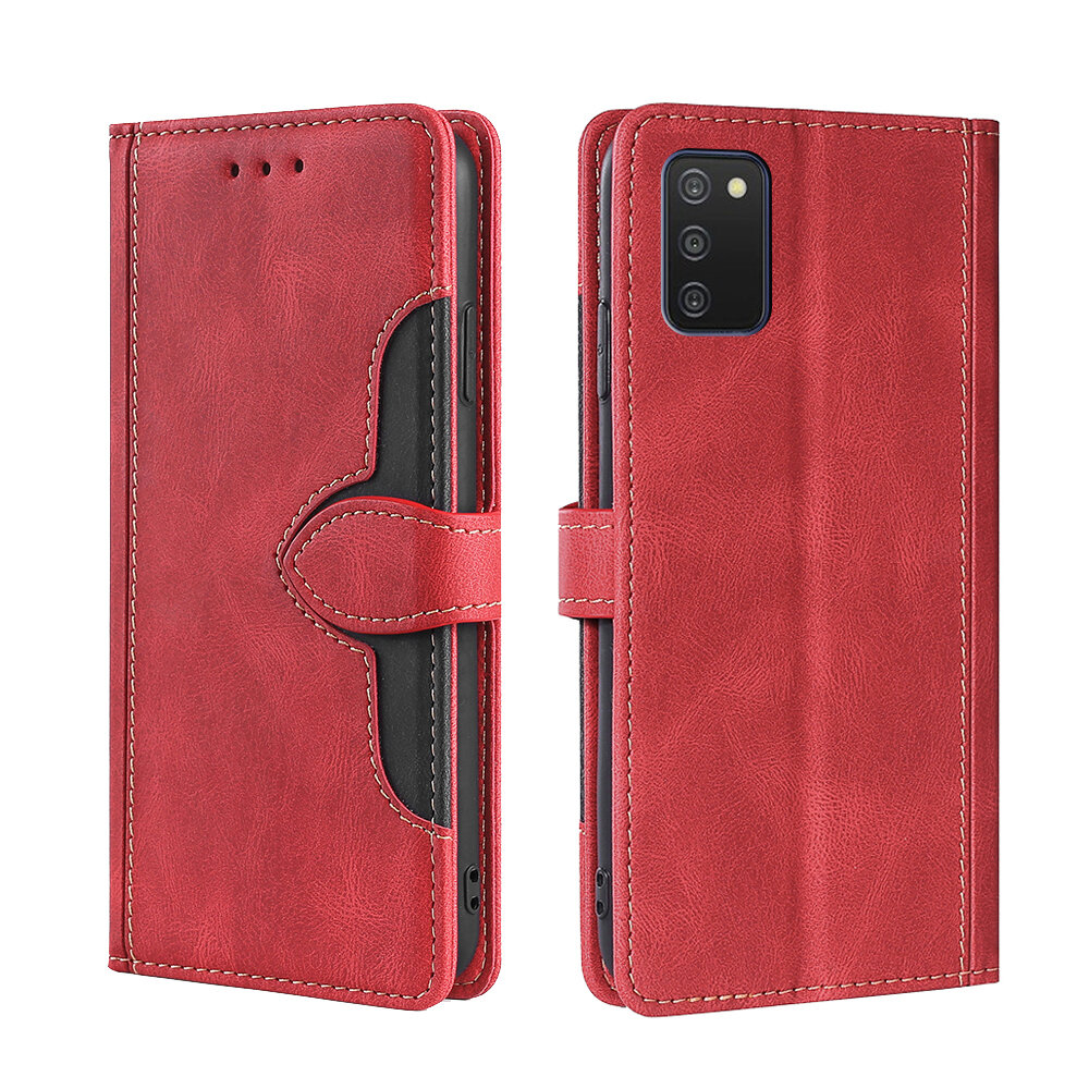 Чехол-книжка MyPads для Samsung Galaxy A03s (SM-A037F) / Самсунг А03s, узор в сочетании с другим цветом (красный)