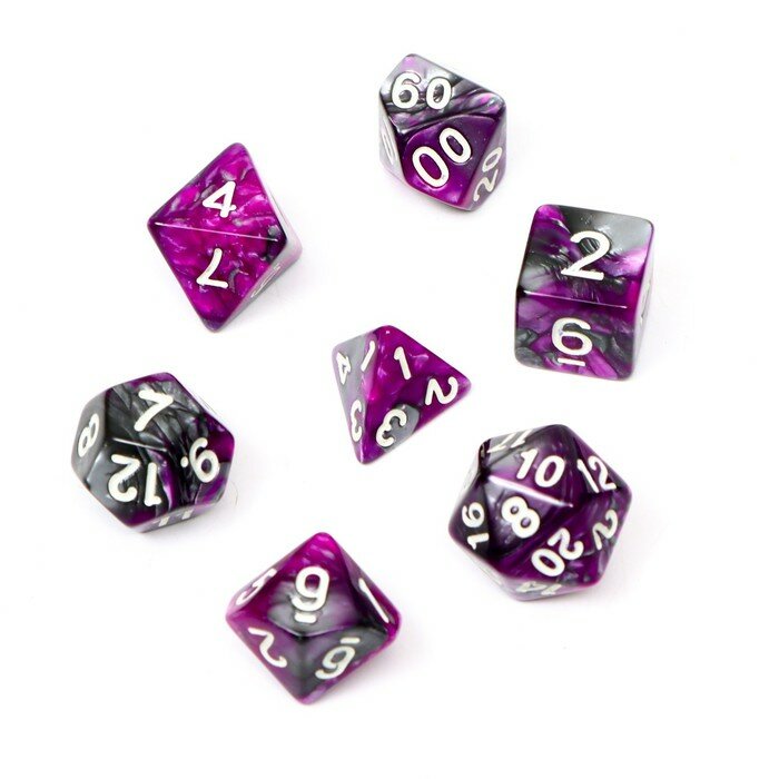 Время игры Кубики - дайсы для ДнД «Аметист», набор 7 шт.