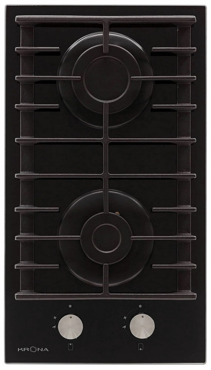Газовая варочная панель Krona HAGEL 30 BL 29 см, 2 конфорки электроподжиг газконтроль, черный