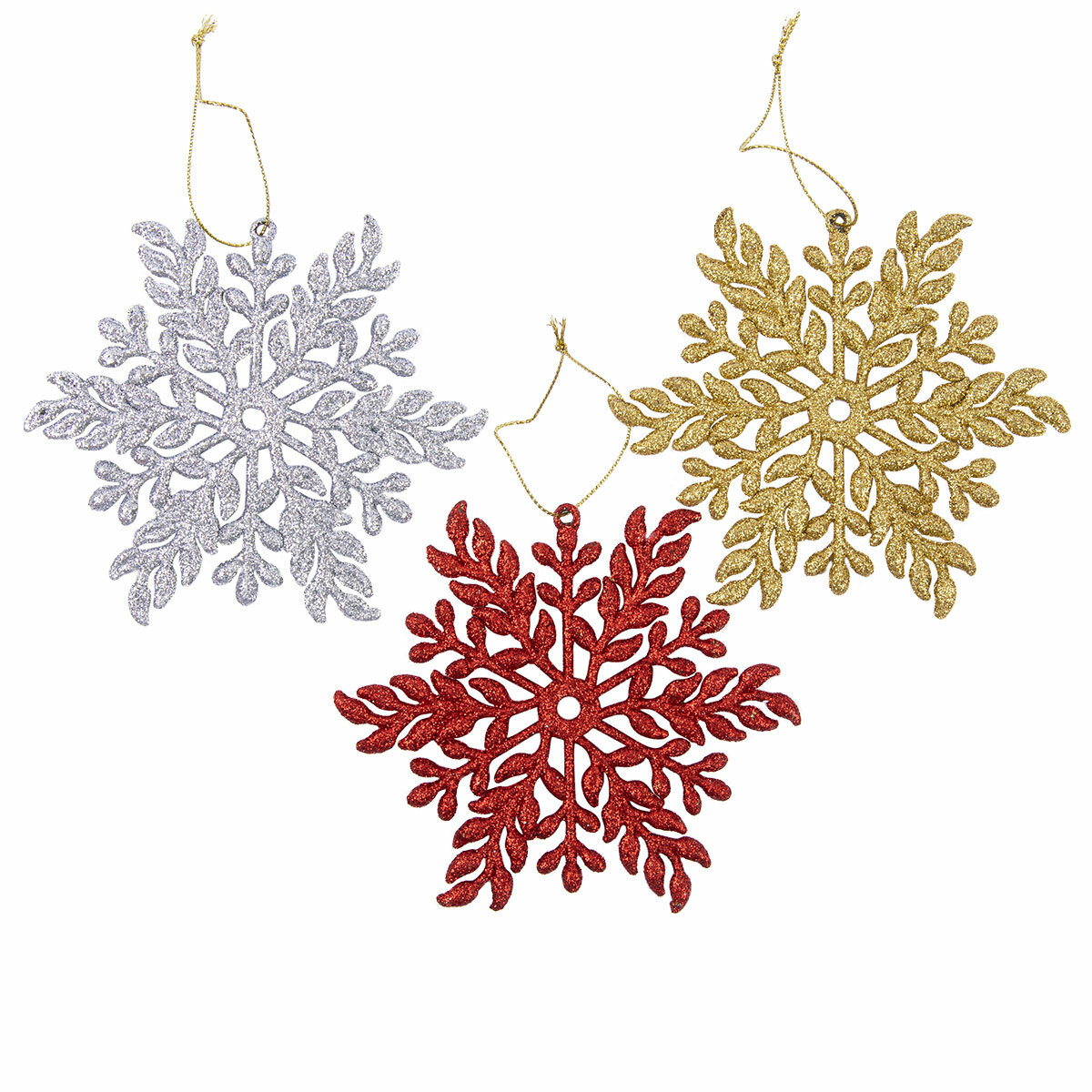 SNOWEEKON SNW-D100-RV43 набор елочных игрушек 3 шт №02 снежинки микс 11 см для украшения ёлки