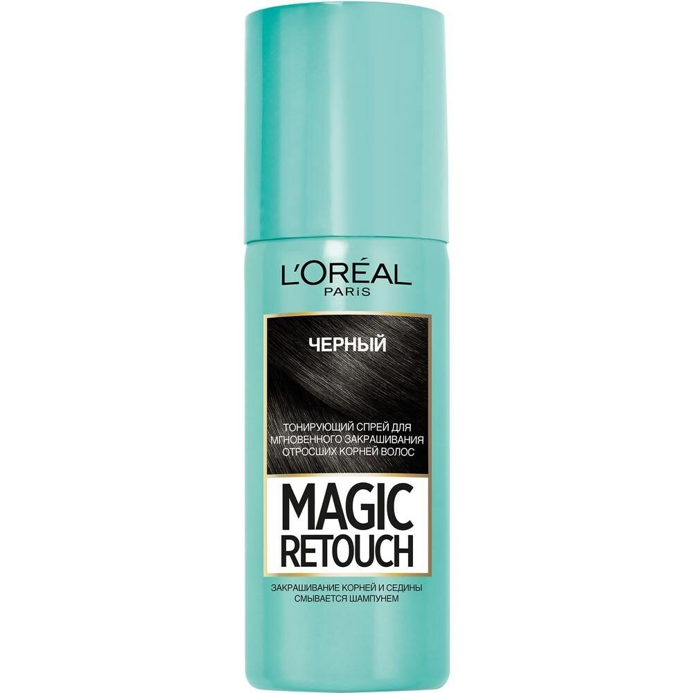 Спрей тонирующий для отросших корней L'Oreal Paris Magic Retouch черный мгновенное закрашивание, 75 мл