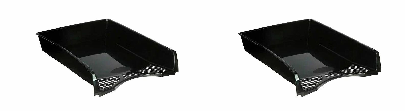 Унипласт Лоток для бумаг горизонтальный Офис-класс, черный, пластик, 2 шт