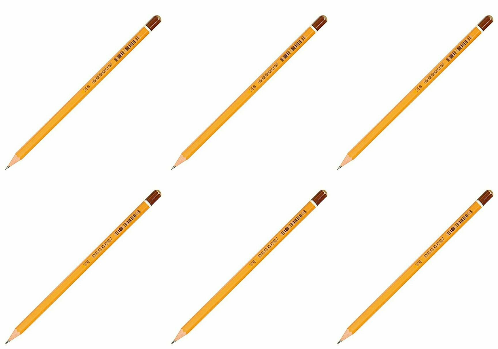 KOH-I-NOOR Карандаш чернографитный 1500 6B, заточенный, 6 шт