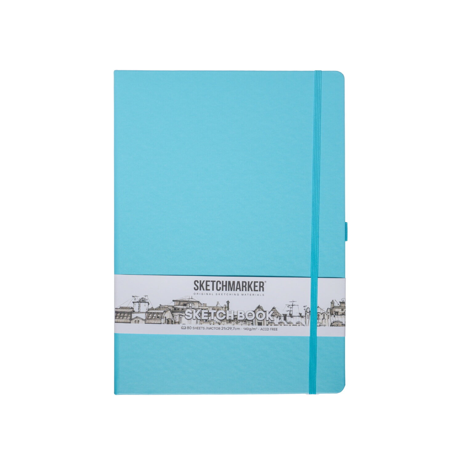 Скетчбук для графики SKETCHMARKER 140г/кв. м (А4) 210х297мм 80л. небесно-голубой