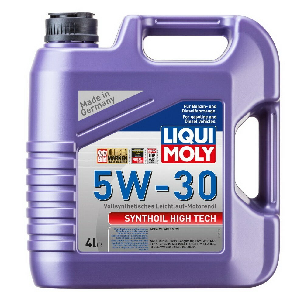 Масло моторное liqui moly synthoil high tech c3 5w-30 синтетическое 4 л 20958/9076