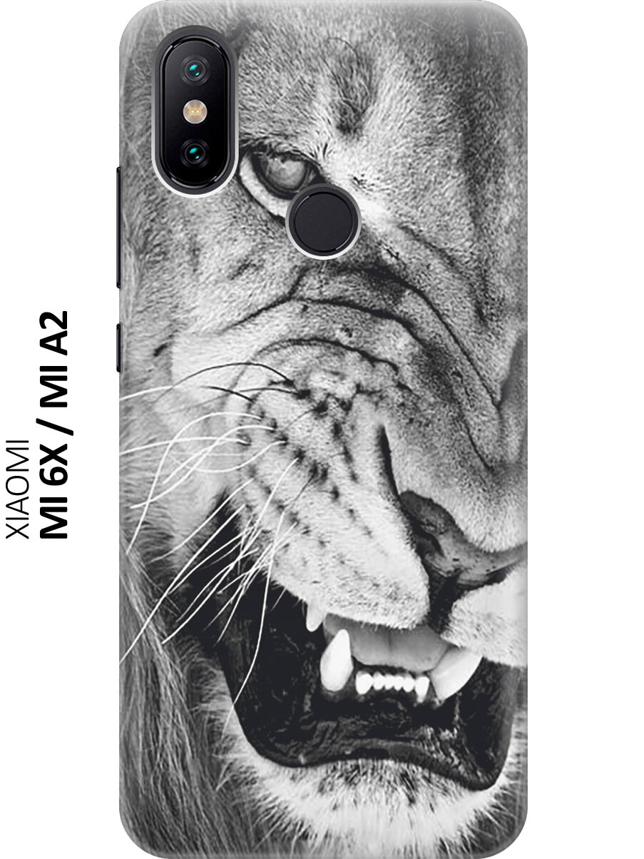 Силиконовый чехол на Xiaomi Mi 6X / Mi A2 / Сяоми Ми 6Х / Ми А2 с принтом "Скалящийся лев"