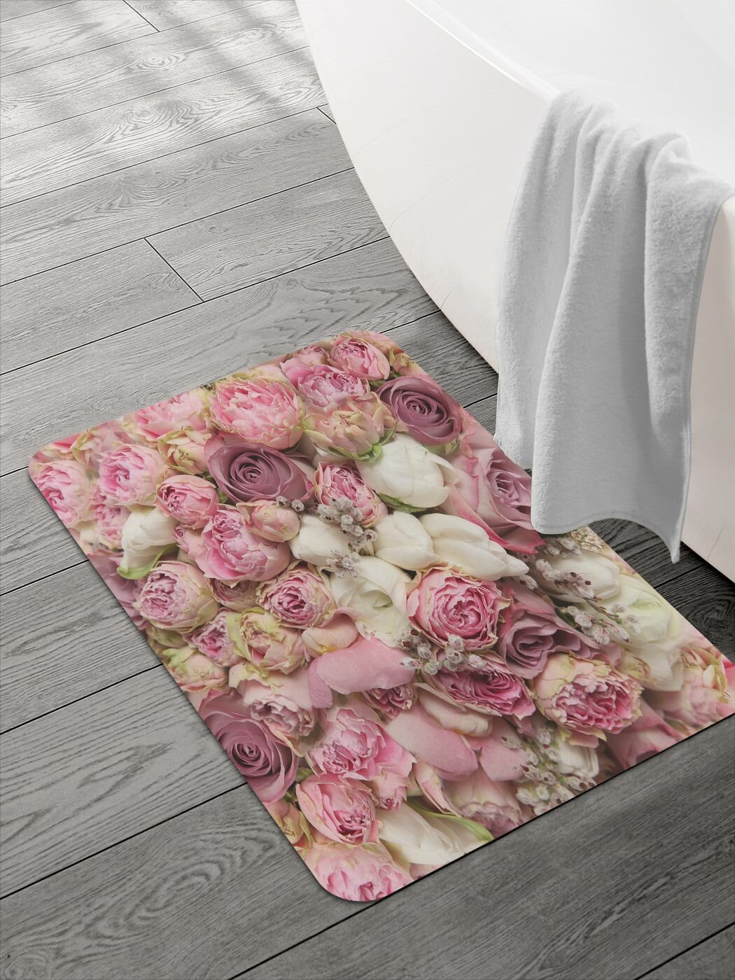 Коврик для ванной и туалета JoyArty 58x38 см "Розовый букет"