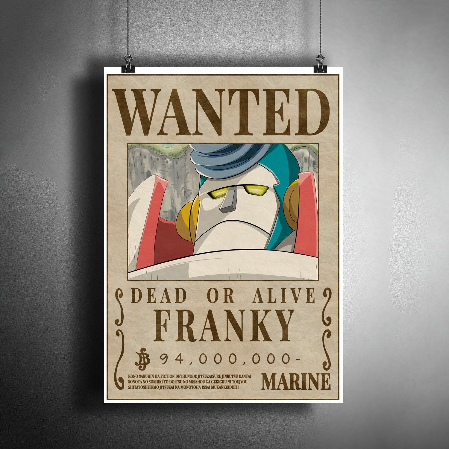 Постер плакат "Аниме One Piece. Большой куш. Franky" / Декор для дома, офиса, комнаты, квартиры, детской A3 (297 x 420 мм)