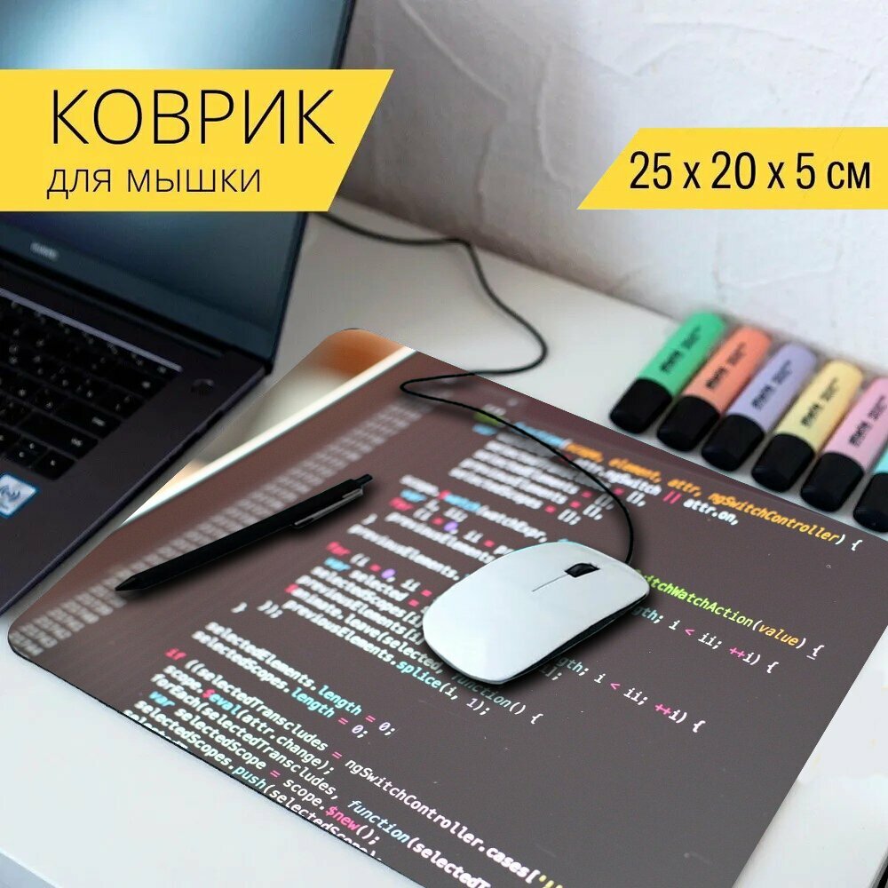 Коврик для мыши с принтом "Код, программирование, взлом" 25x20см.