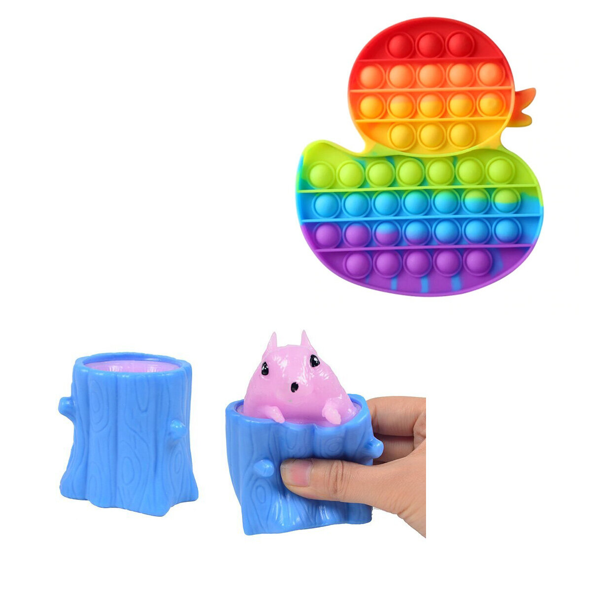 Набор Фуфлик белка 2 шт жмякалка антистресс мялка поп ит утка