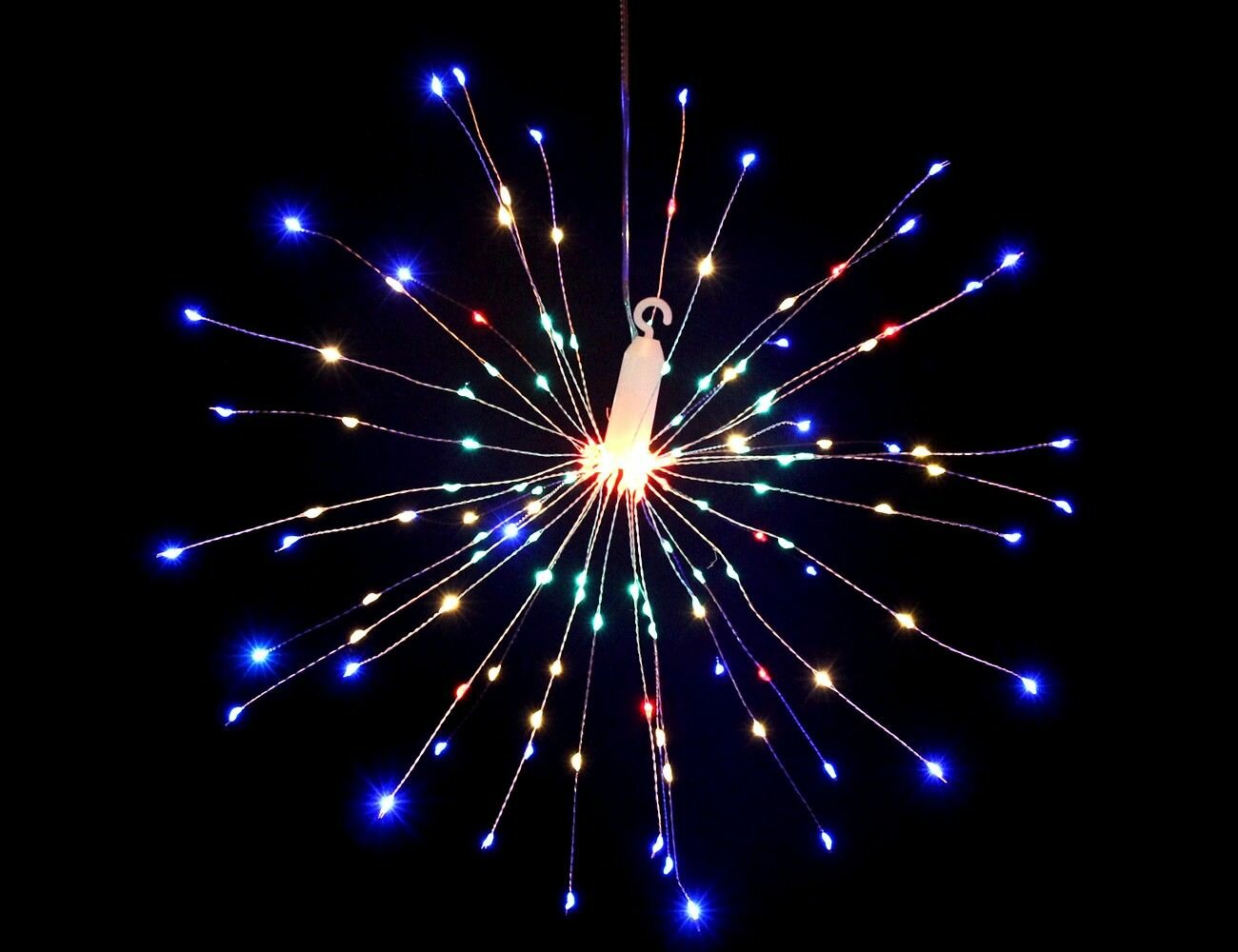 Светодиодное подвесное украшение сфера, 30 см, 160 разноцветных LED ламп, батарейки, серебряная проволока, IP20, Serpantin 183-0227