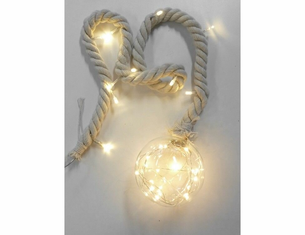 Декоративный подвесной светильник фисэль с шаром 10 см, 30 теплых белых mini LED-огней, 1+5 м, батарейки, Peha Magic