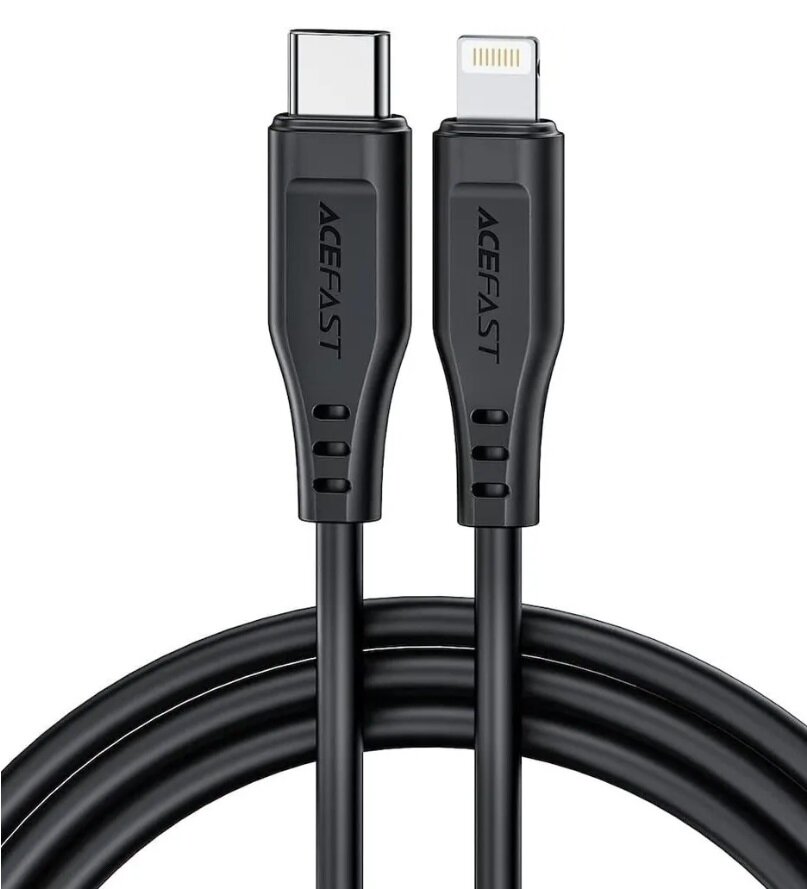 Кабель для быстрой зарядки ACEFAST Soft and Superb Durability, Type-C-C to Lightning MFi Cable, PD30W, 1.2 м, Черный