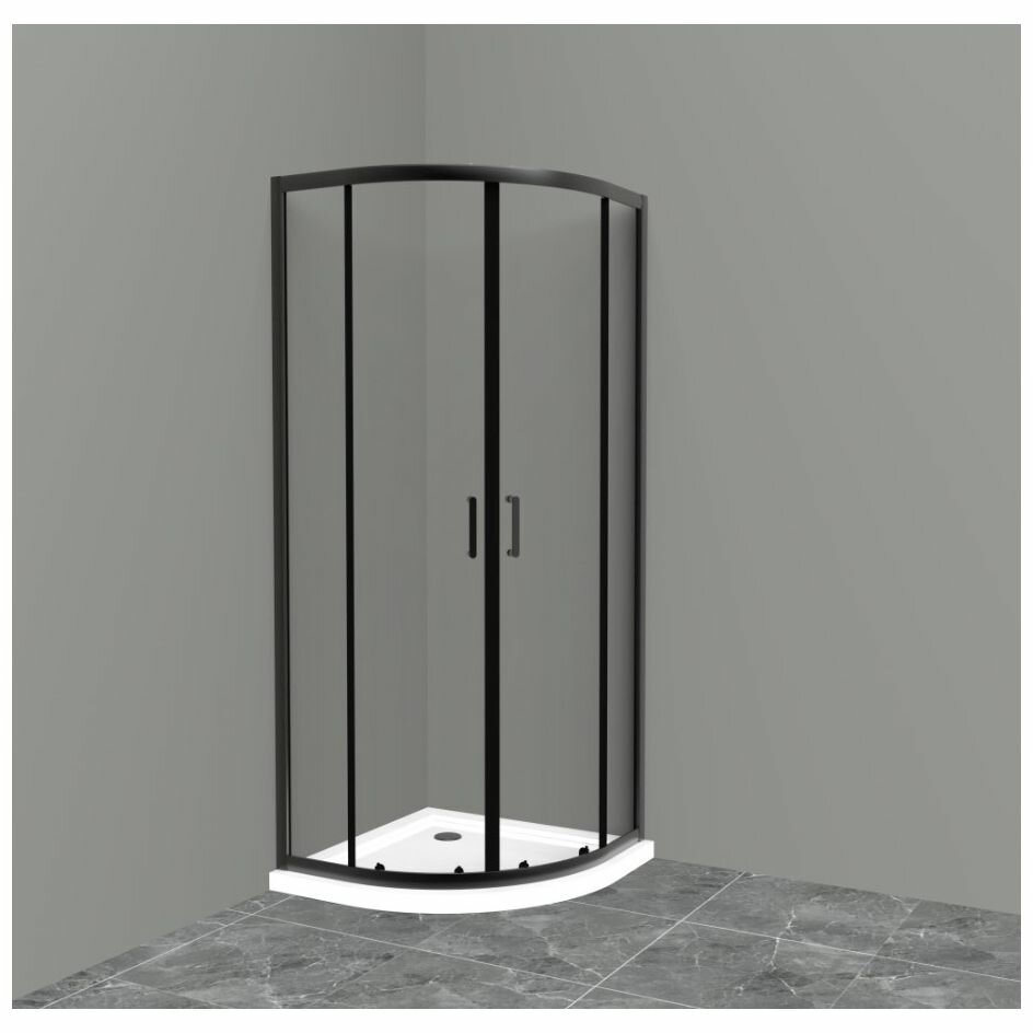 Душевой уголок BelBagno UNO-195-R-2-100-C-NERO черный матовый стекло прозрачное 5 мм (1000х1950х1000)