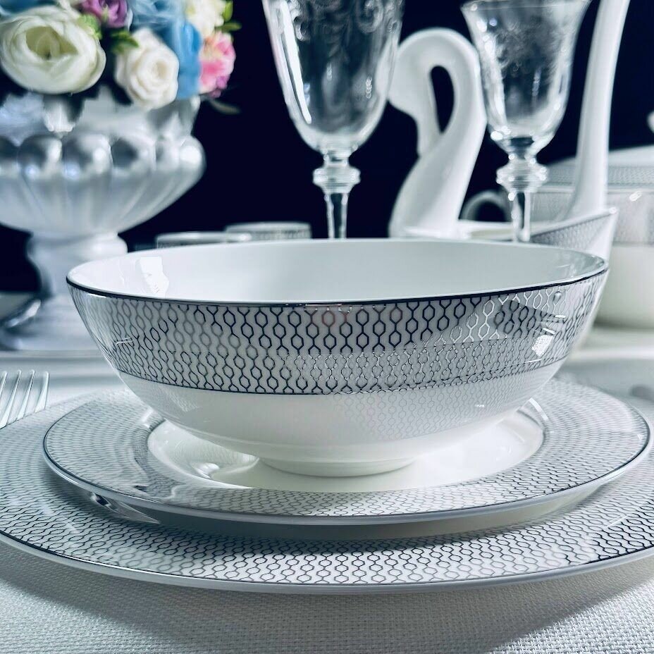 Салатник Ленарди Севилья серебро 18см, костяной фарфор