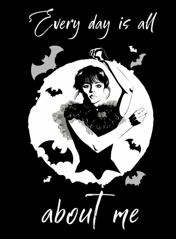 Every day is all about me. Уэнсдей. Блокнот в точку