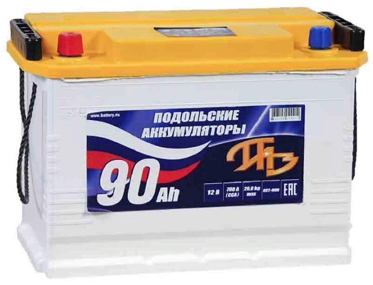 Аккумулятор автомобильный ПАЗ Подольские Аккумуляторы 120 А/ч 1000 A прям. пол. высокий (Porter) Азия авто (327x174x220) PAZ120.1 с бортиком