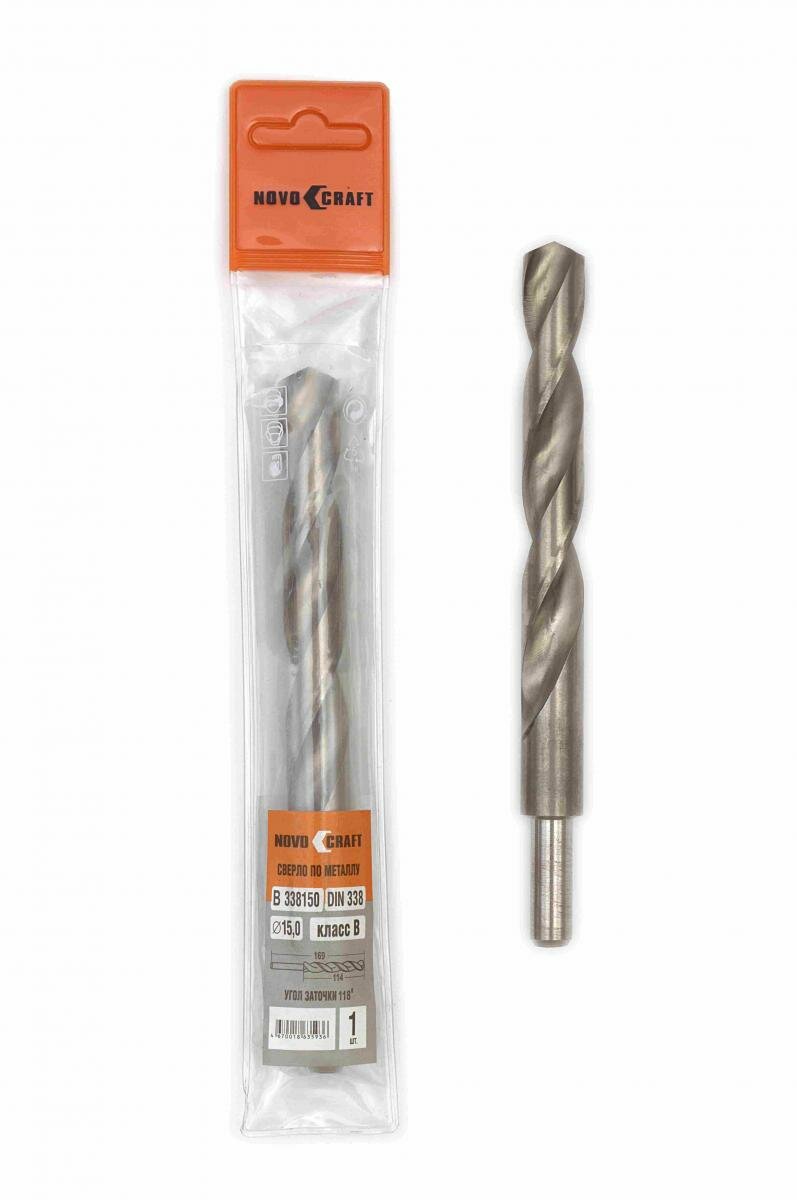Сверло по металлу 15,0 мм Novocraft Sand хвостовик 10 мм, DIN 388, уп. 1 шт.
