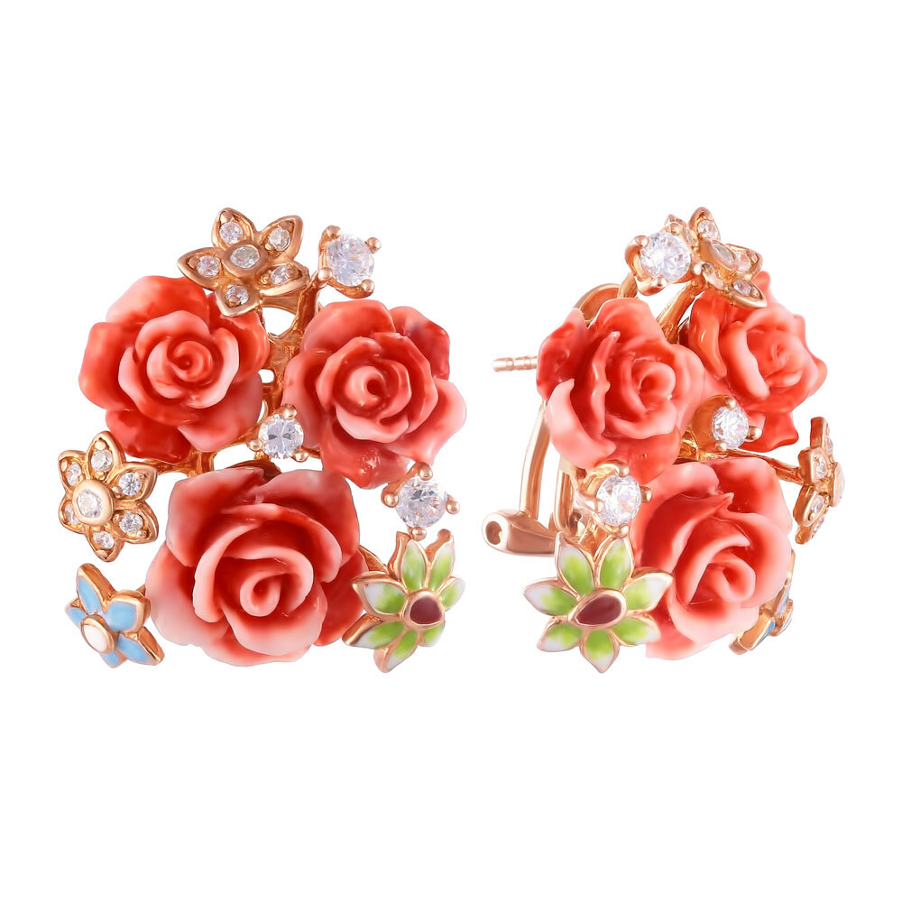 Серьги ELEMENT47, серебро, 925 проба, эмаль