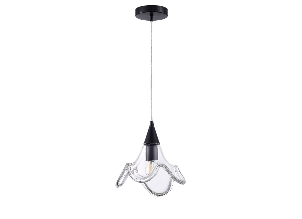 Donolux Modern Tango подвес, D260xH240 мм, 1хЕ27 40Вт, цвет арматуры вороненая сталь, прозрачный стеклянный плафон, L провода 2500 мм, АС220-240В