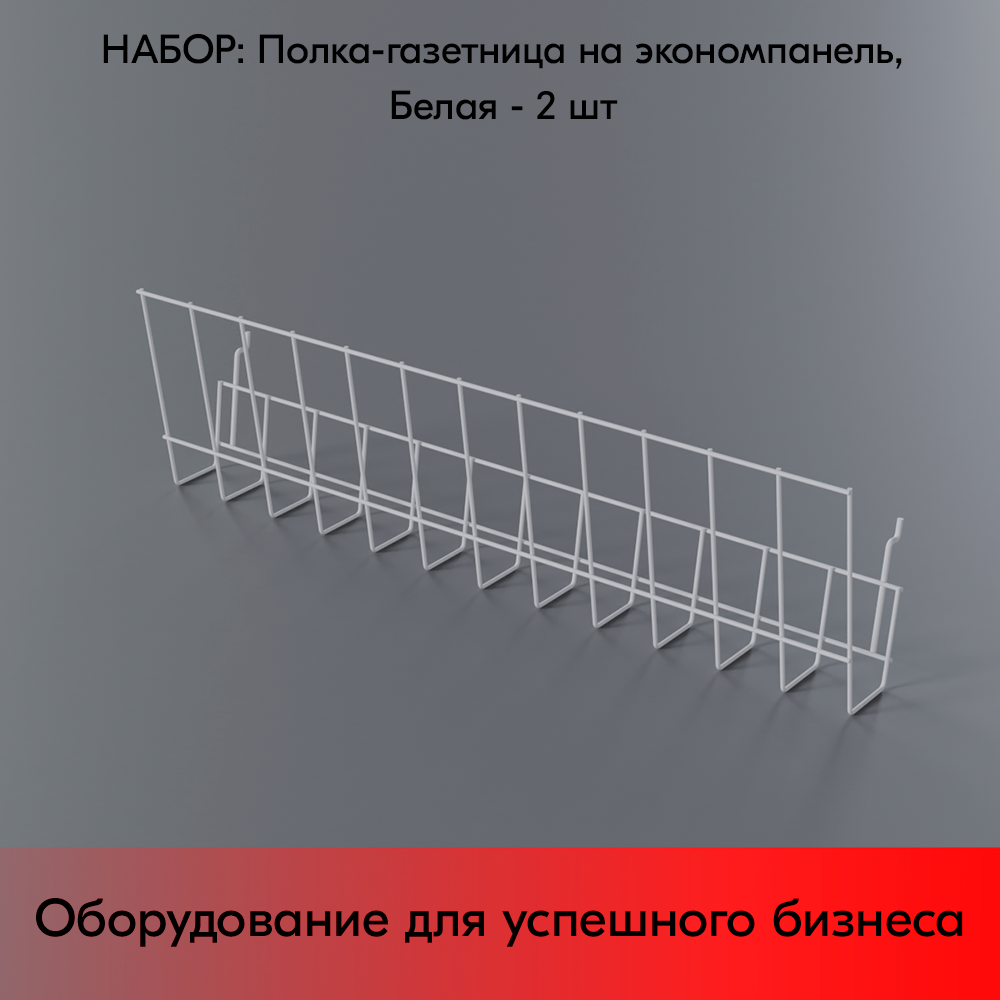 Набор Полка-газетница для экономпанели 603х105х170мм, RAL9016, Белый - 2 шт