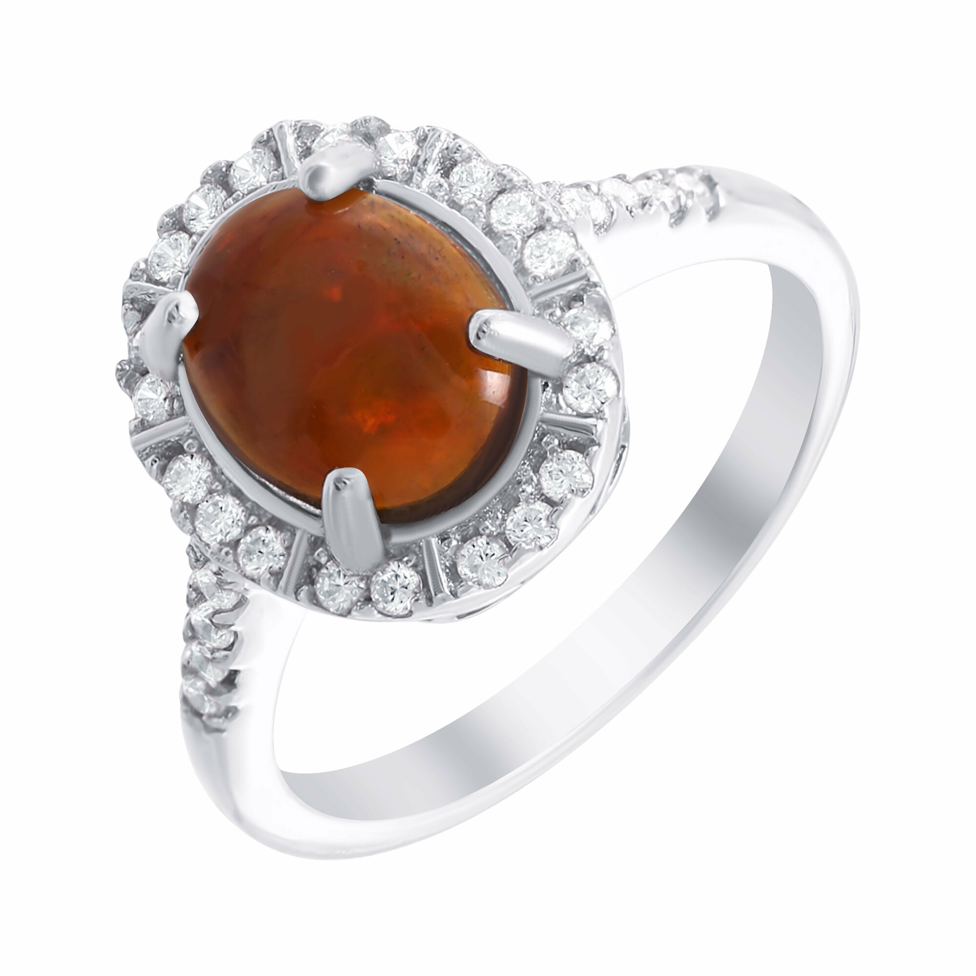 Кольцо, серебро, 925 проба, фианит, опал