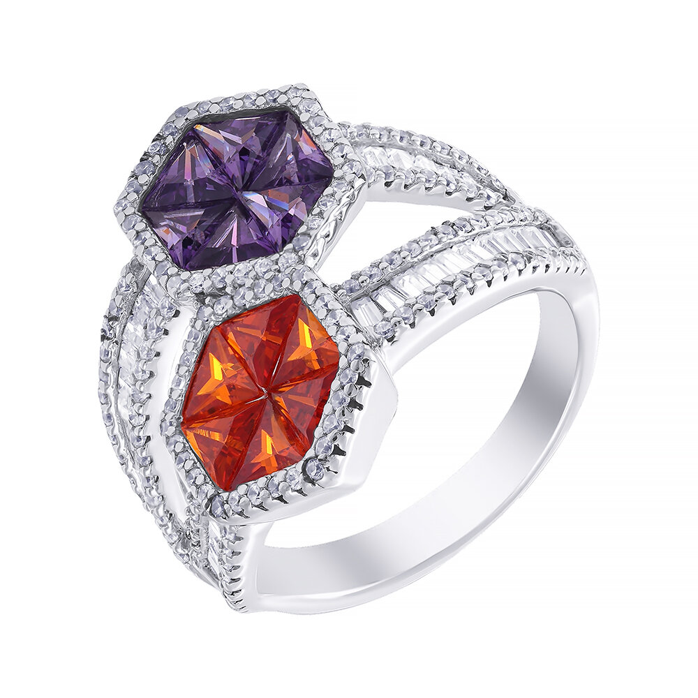 Кольцо, серебро, 925 проба, фианит