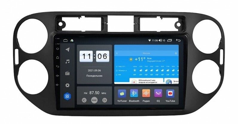 Автомагнитола с рамкой 2 din 9 дюймов для Volkswagen Tiguan 1 2007-2016 / Android 2Gb+32Gb / GPS / Bluetooth / Wi-Fi / FM-радио
