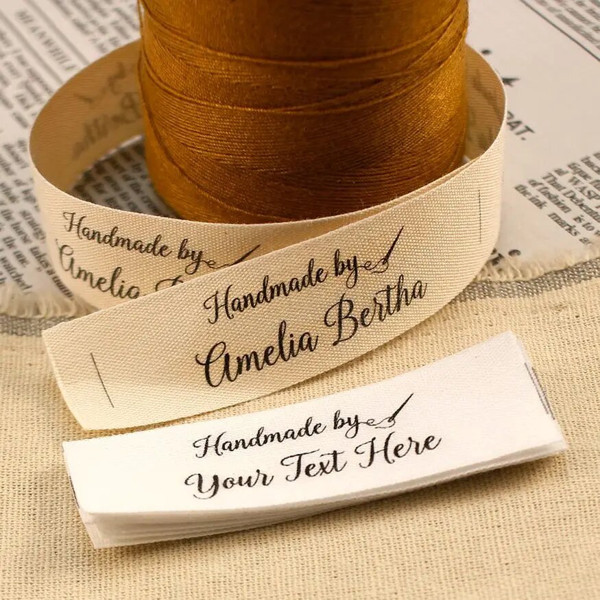 Хлопковые этикетки для одежды Personalalizada 50 pcs beige