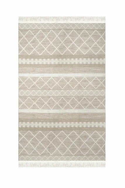 Ковер турецкий на пол на кухню в гостиную 160х250 см бежевый бохо безворсовый 409455 Kover-Russia