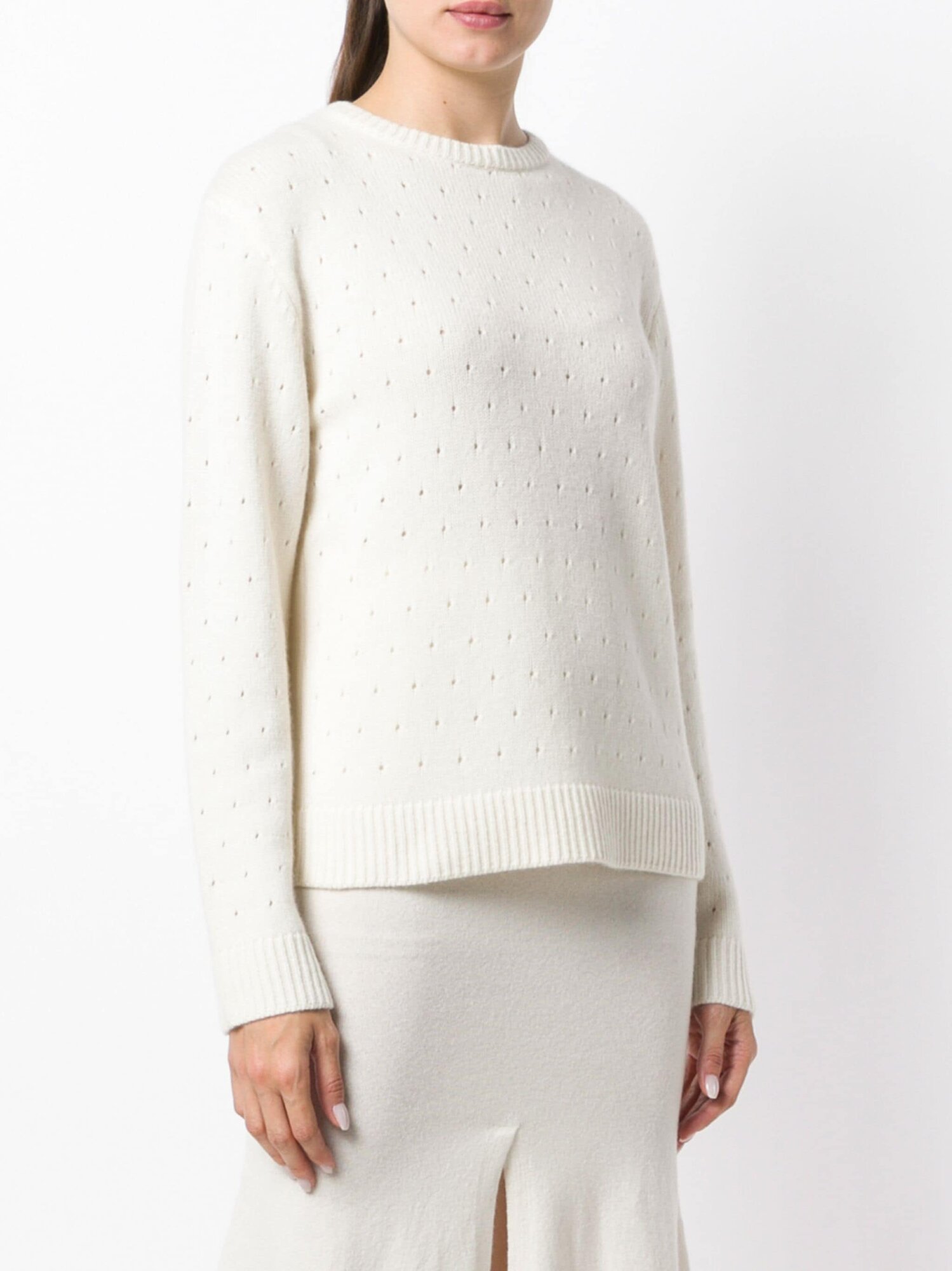 Джемпер Cashmere in love Cashmere perforated pattern jumper, размер 44, бежевый/белый — фото 1