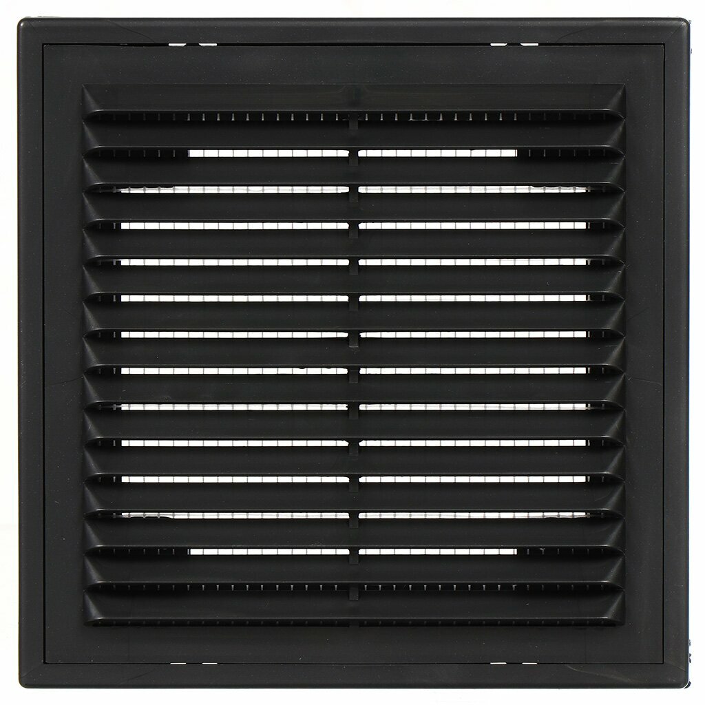 Решетка вентиляционная пластик, вытяжная, 150х150 мм, с сеткой, с рамкой, графит, Viento, Серия ВР